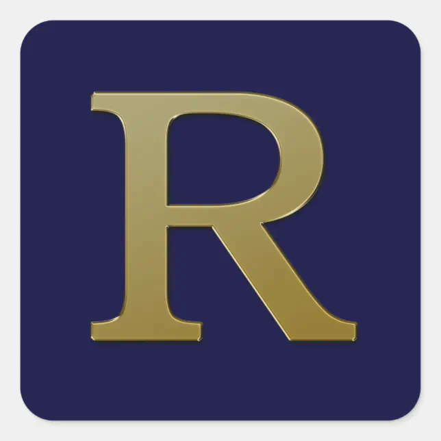 Letter R Gold Square Sticker | Zazzle