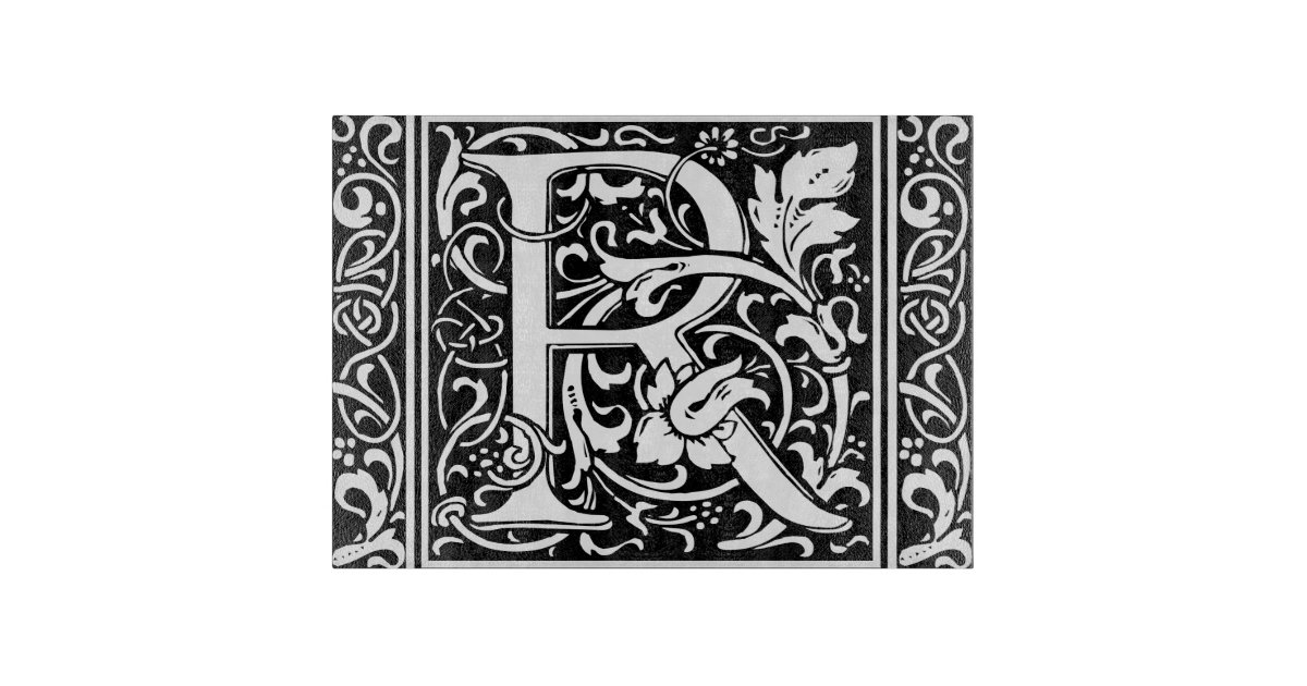 Letter R Medieval Monogram Art Nouveau Cutting Board | Zazzle
