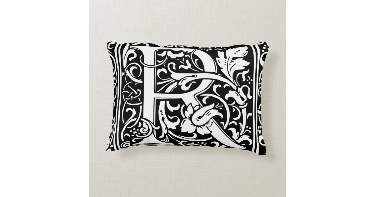 Letter R Medieval Monogram Art Nouveau Decorative Pillow | Zazzle