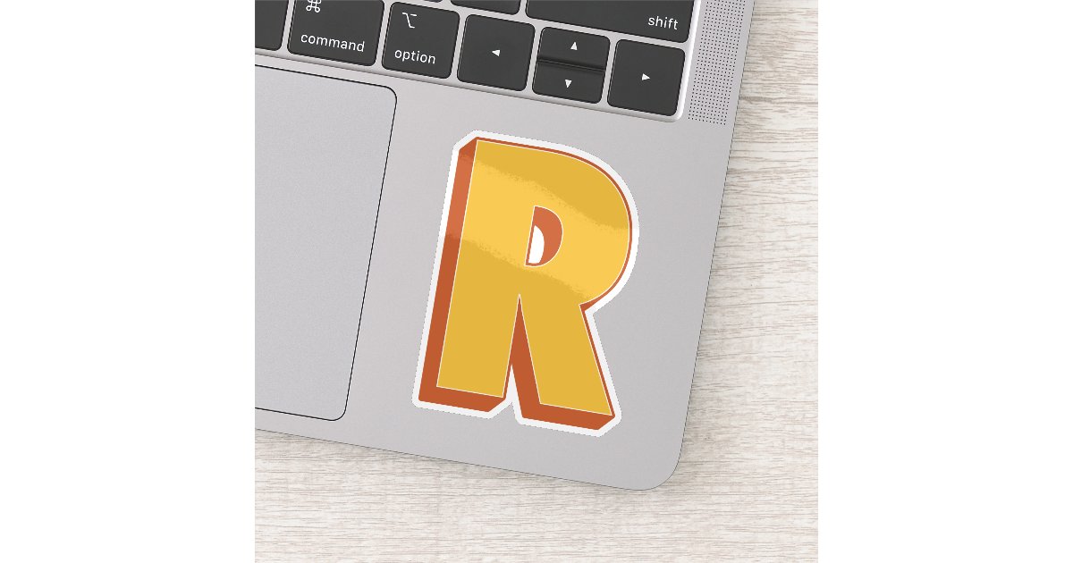 Letter R Monogram, Bold 3D Type Font Initial Sticker | Zazzle