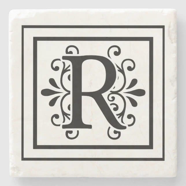 Letter R Monogram Stone Coasters | Zazzle