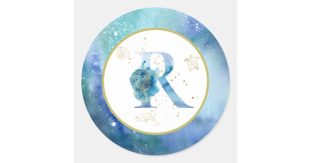 LETTER R - Nautical Beach Envelope Sticker | Zazzle