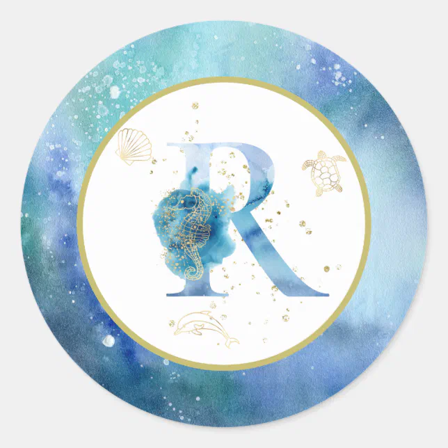 LETTER R - Nautical Beach Envelope Sticker | Zazzle