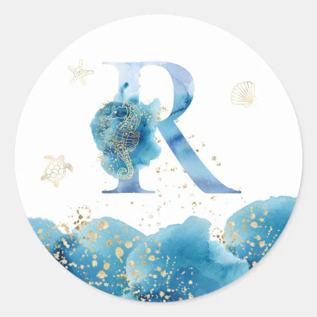 LETTER R - Sea Ocean Beach Envelope Sticker | Zazzle