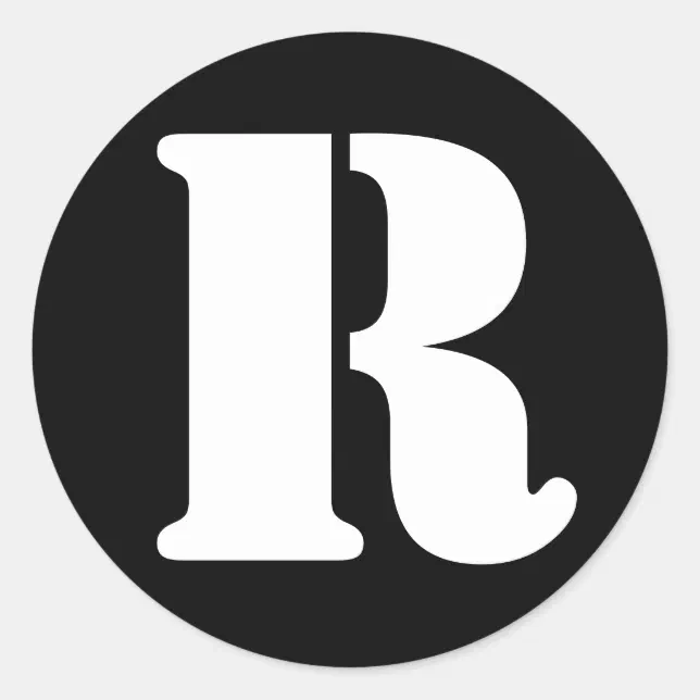 Letter R Stencil Alphabet by Janz Black Classic Round Sticker | Zazzle