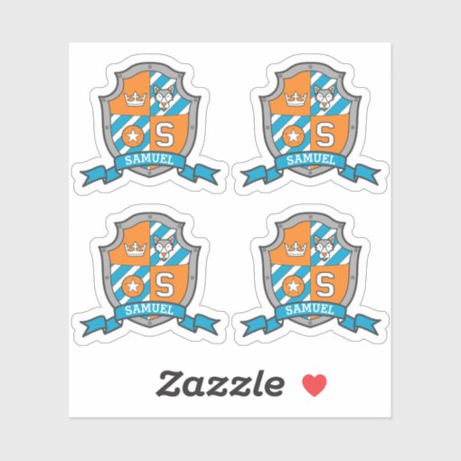 Letter S custom name Samuel wolf dog knights crest Sticker | Zazzle