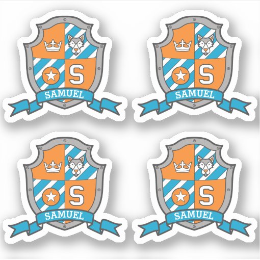 Letter S custom name Samuel wolf dog knights crest Sticker | Zazzle