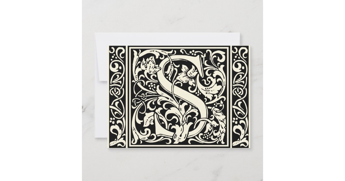 Letter S Medieval Monogram Art Nouveau Invitation | Zazzle