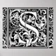 Letter S Medieval Monogram Art Nouveau Poster | Zazzle