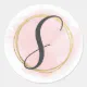 Letter S Monogram Blush Pink Watercolor Gold Chic Classic Round Sticker ...