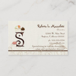 Letter S Monogram Dessert Bakery Business Cards | Zazzle