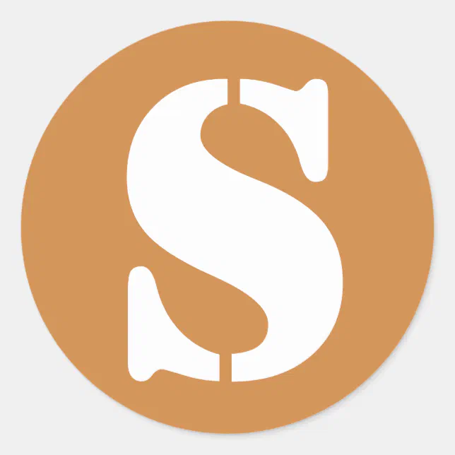Letter S Peru Gold Stencil Alphabet by Janz Classic Round Sticker | Zazzle