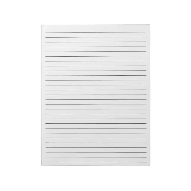 Letter Size 8.5" x 11" Black Wide Line Paper Notepad | Zazzle