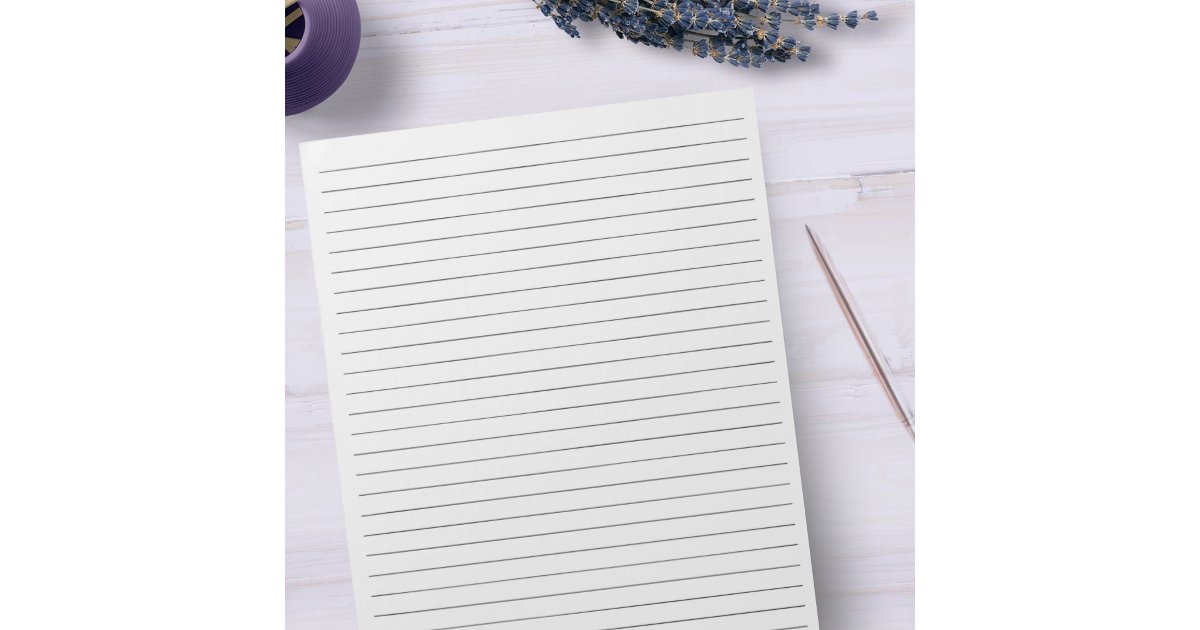 Letter Size 8.5" x 11" Black Wide Line Paper Notepad | Zazzle