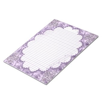 Letter Size 8.5" x 11" Purple Floral Lined Paper Notepad | Zazzle