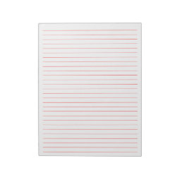 Letter Size 8.5" x 11" Red Ruled Wide Lined Paper Notepad | Zazzle