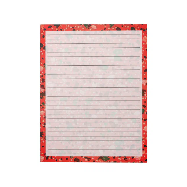 Letter Size Wide Ruled Retro Hot Pink Terrazzo Notepad | Zazzle