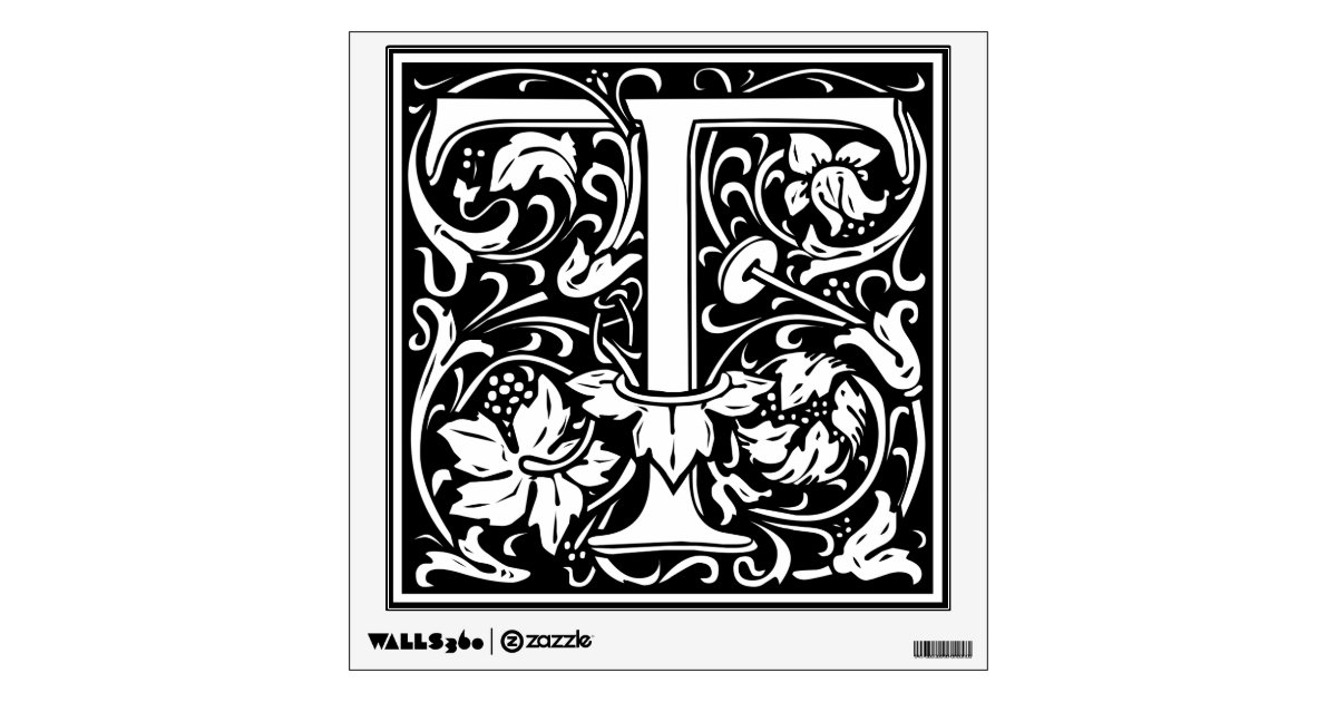 Letter T Medieval Monogram Art Nouveau Wall Sticker | Zazzle