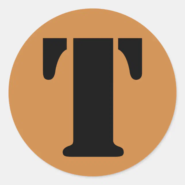 Letter T Stencil Alphabet by Janz Peru Gold Classic Round Sticker | Zazzle