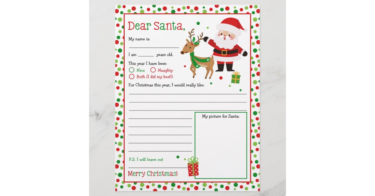 Letter to Santa, Christmas Wish List | Zazzle