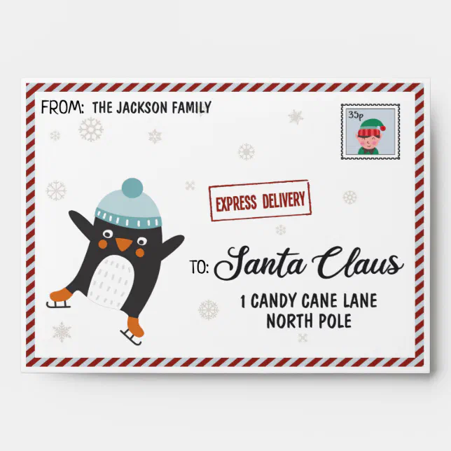 Letter to Santa Claus express delivery elf stamp Envelope | Zazzle