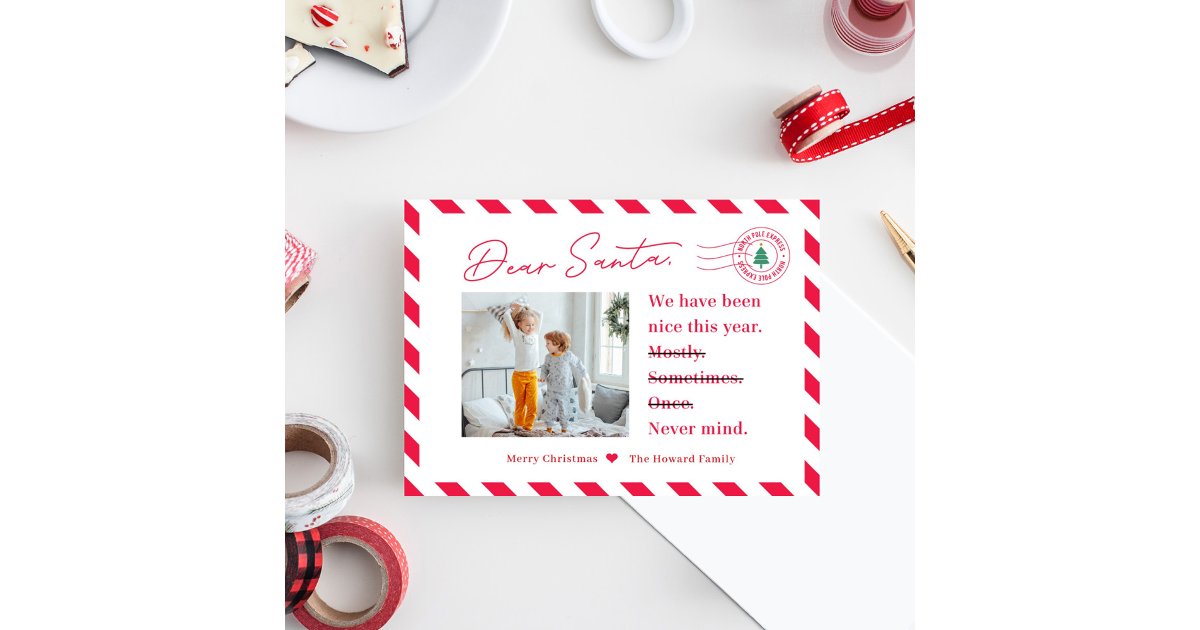 Letter To Santa Kids Christmas Photo Card | Zazzle