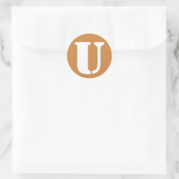 Letter U Peru Gold Stencil Alphabet by Janz Classic Round Sticker | Zazzle