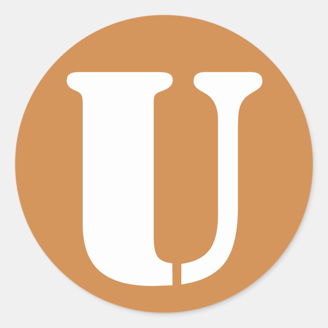 Letter U Peru Gold Stencil Alphabet by Janz Classic Round Sticker | Zazzle