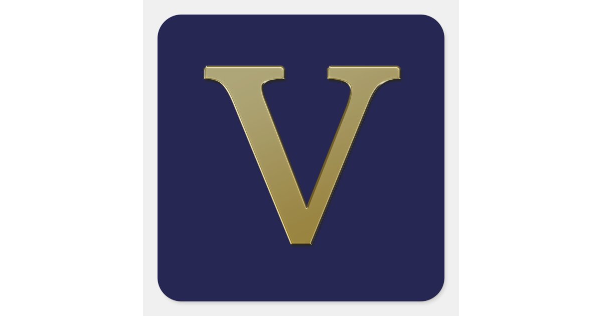 Letter V Gold Square Sticker | Zazzle