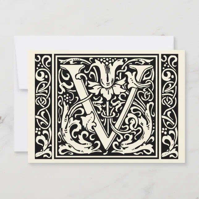 Letter V Medieval Monogram Art Nouveau Invitation | Zazzle