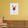 Letter V Monogram Floral Navy Blue and Burgundy Poster | Zazzle