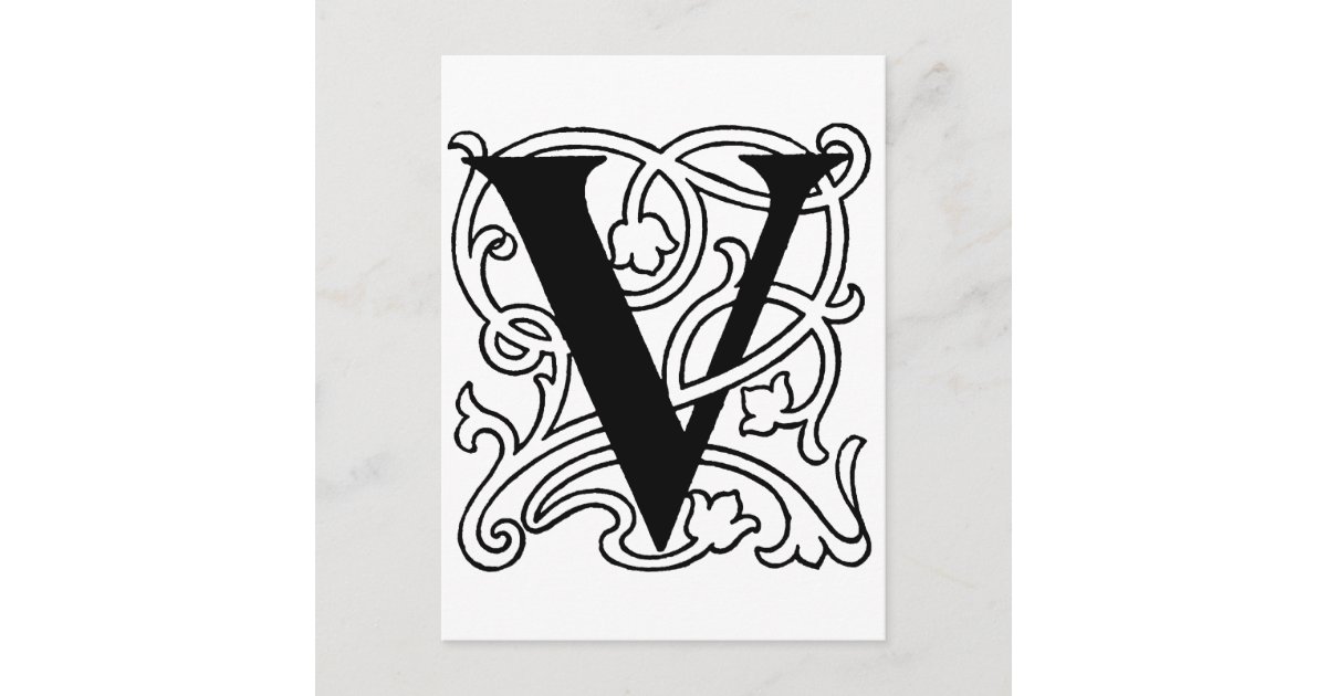 Letter V Monogram Postcard | Zazzle