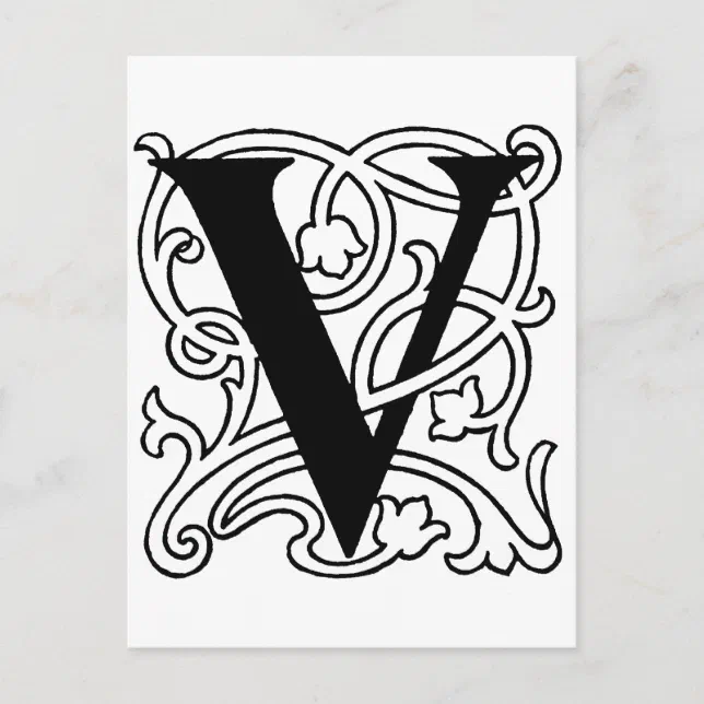 Letter V Monogram Postcard | Zazzle