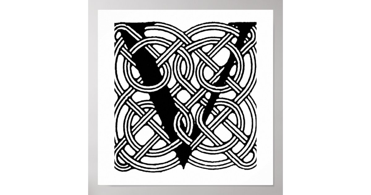 Letter V Vintage Celtic Knot Monogram Poster | Zazzle