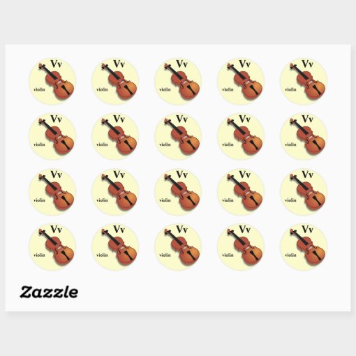 Letter V violin Stickers | Zazzle