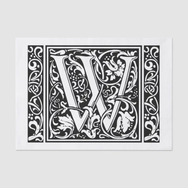 Letter W Medieval Monogram Art Nouveau Tissue Paper | Zazzle