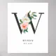 Letter W Monogram Watercolor Peach Florals Nursery Poster | Zazzle