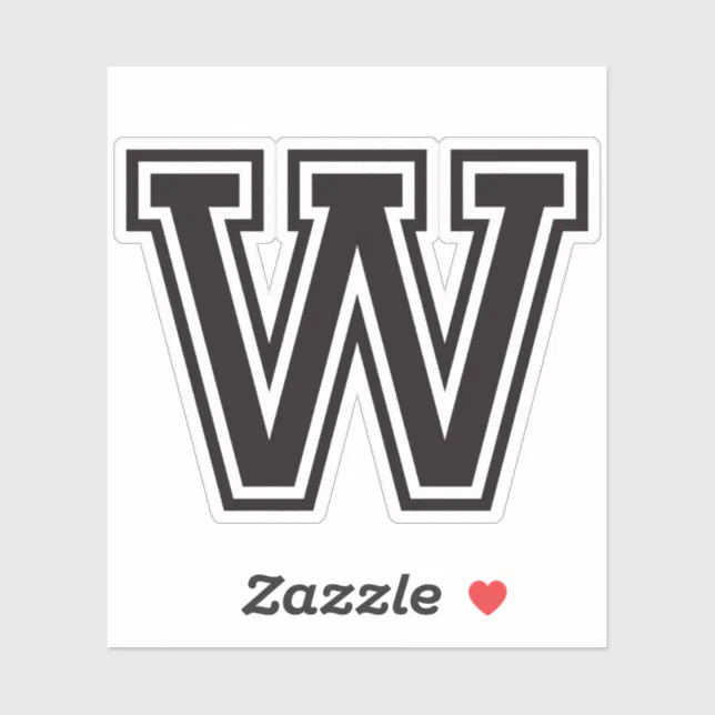 Letter W sporty college font alphabet Sticker | Zazzle
