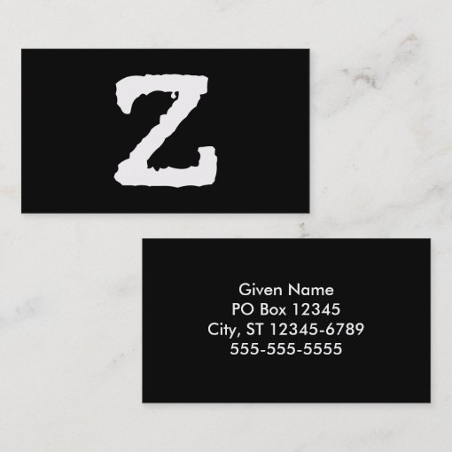 Letter Z Business Card | Zazzle