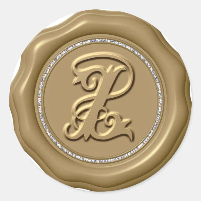 Letter Z Diamond Circle GOLD Wax Seal Stickers | Zazzle