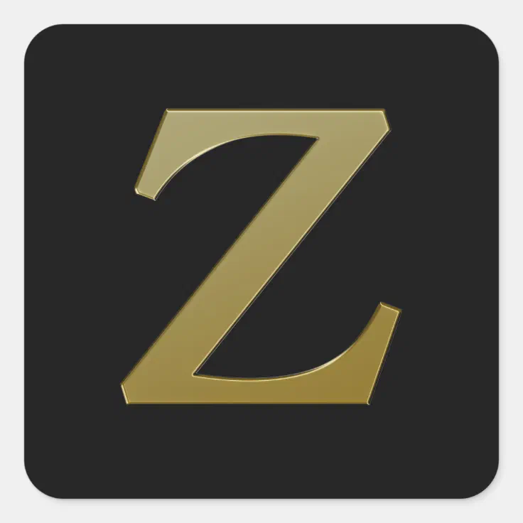 Letter Z Gold Square Sticker | Zazzle