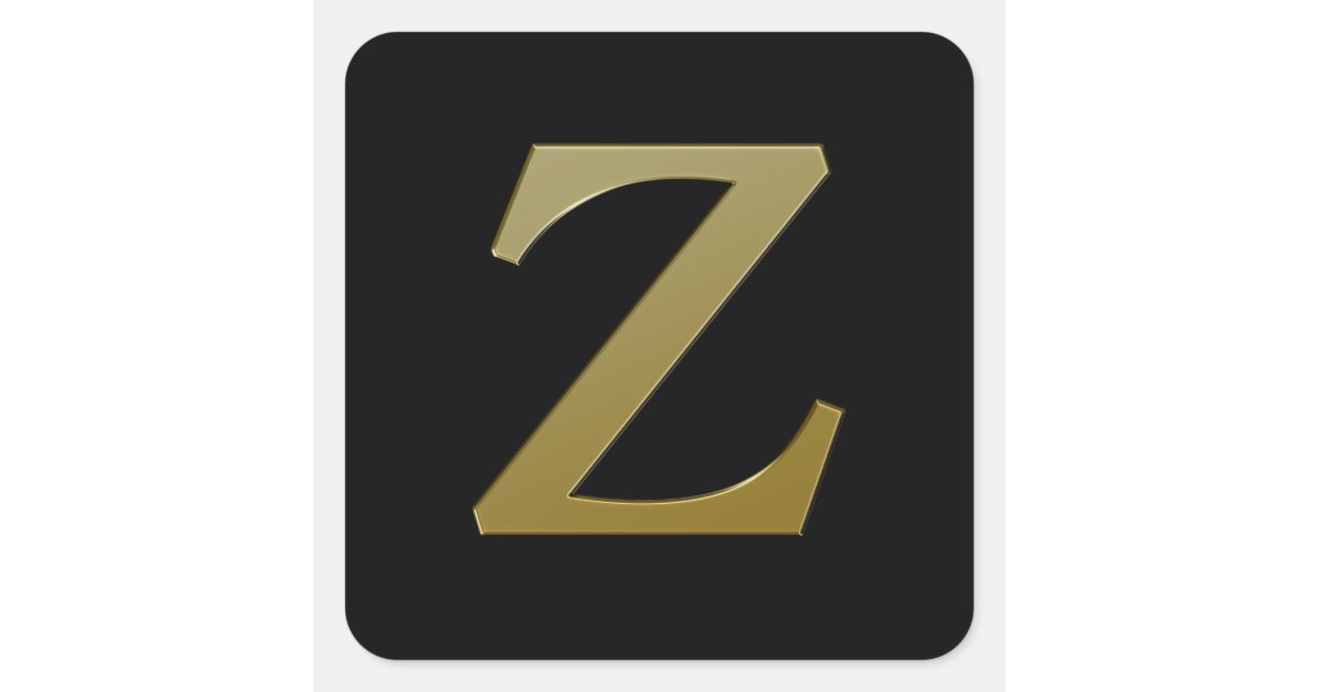 Letter Z Gold Square Sticker | Zazzle