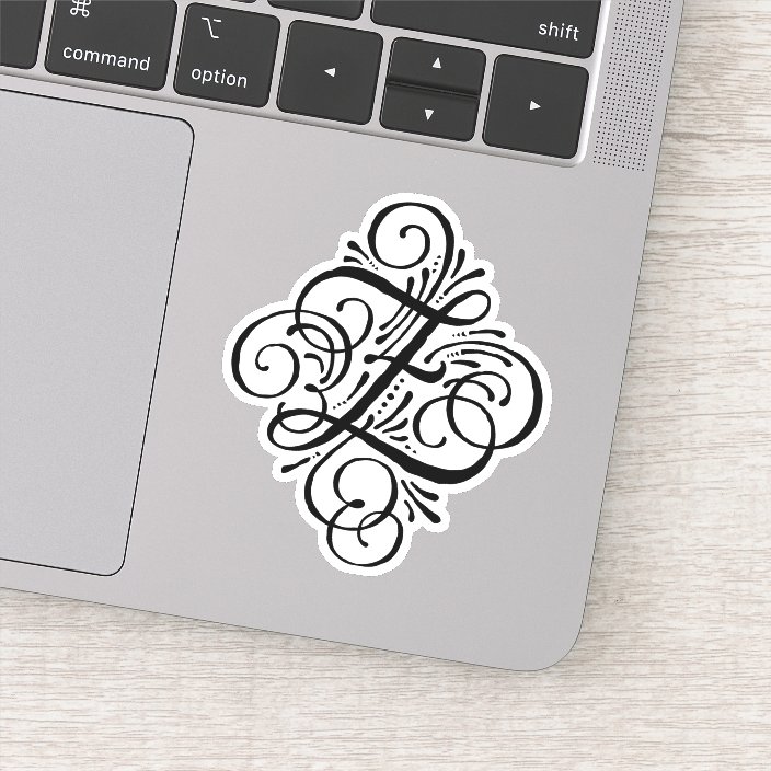 Letter Z Initial Elegant Flourish Monogram Sticker | Zazzle.com