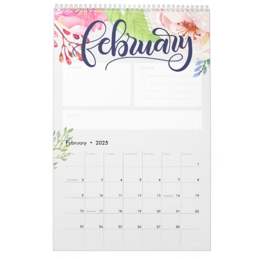 Lettered watercolor calendar - Personalized | Zazzle