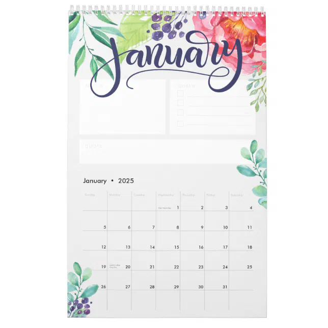 Lettered watercolor calendar - Personalized | Zazzle