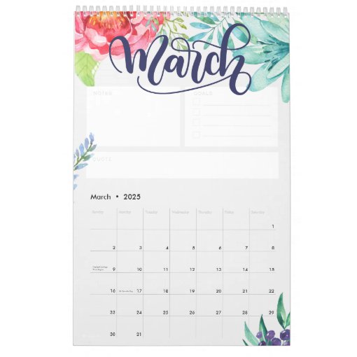 Lettered watercolor calendar - Personalized | Zazzle