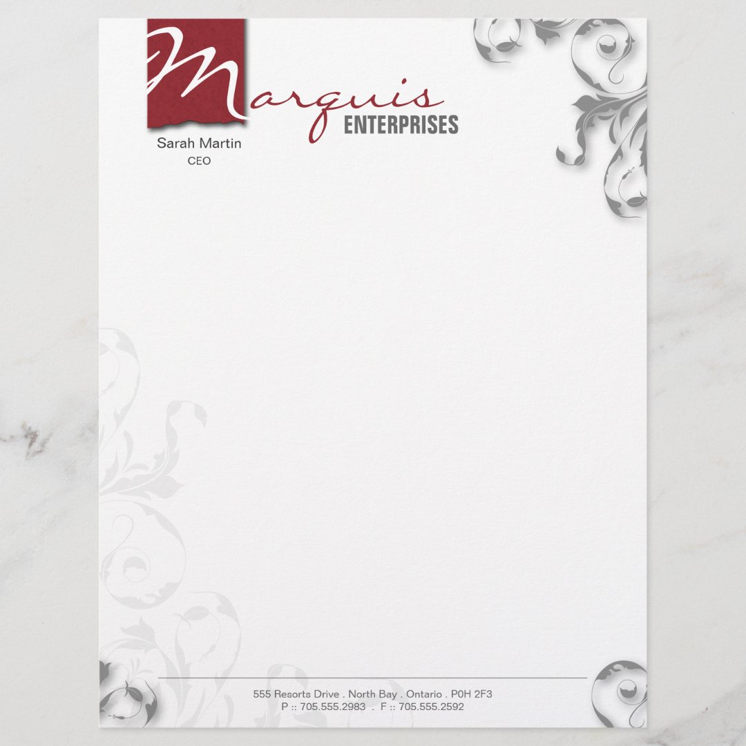 Letterhead Stationary - Corporate CEO Monogram Red | Zazzle