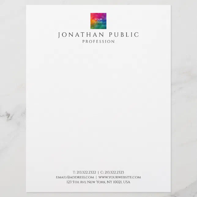 Letterheads Custom Company Logo Modern Template Letterhead | Zazzle