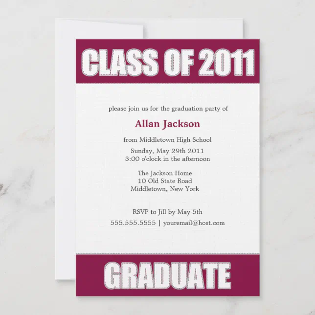 Letterman Style Graduation Invitation | Zazzle