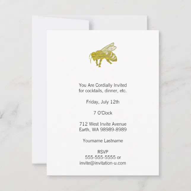 Letterpress Bee Invitation | Zazzle